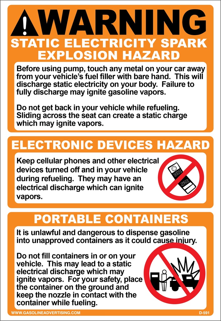 D-591 Fueling Instruction Decal - WARNING... | Gasoline Advertising