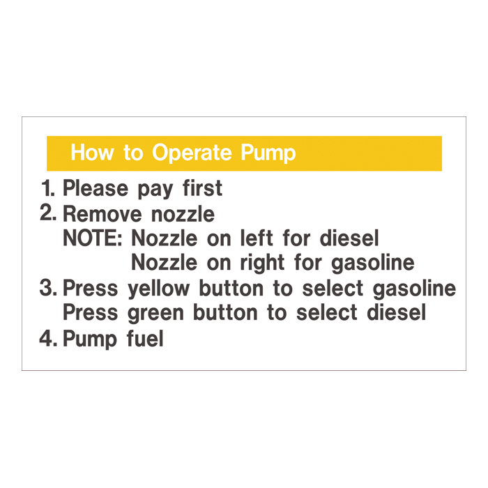 D-725 Fueling Instruction Decal - HOW TO OPERATE... | Gasoline Advertising