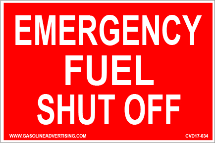 CVD17-034 - 6"W X 4"H - EMERGENCY FUEL SHUT OFF Decal | Gasoline ...