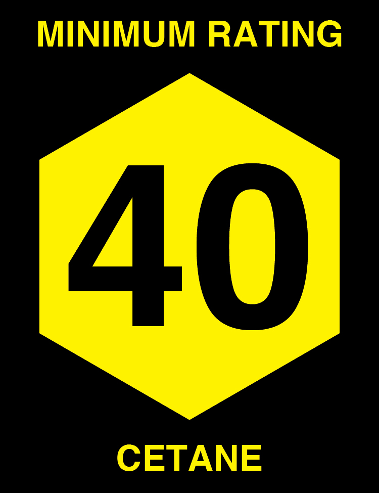 D-20-40-CET Octane & Cetane Rating Decal - MINIMUM RATING 40 CETANE ...