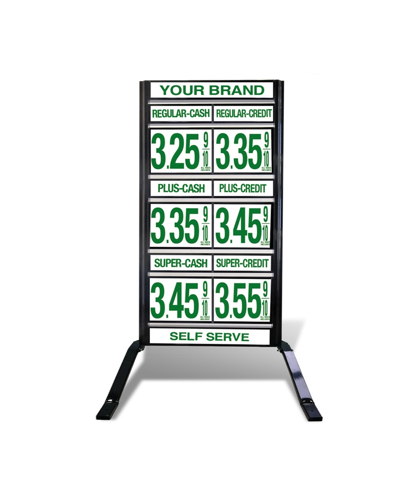 3 GRADES VXS320 SERIES CASH/CREDIT FUEL PRICE SIGN WITH 12" FLIP DIGITS ...
