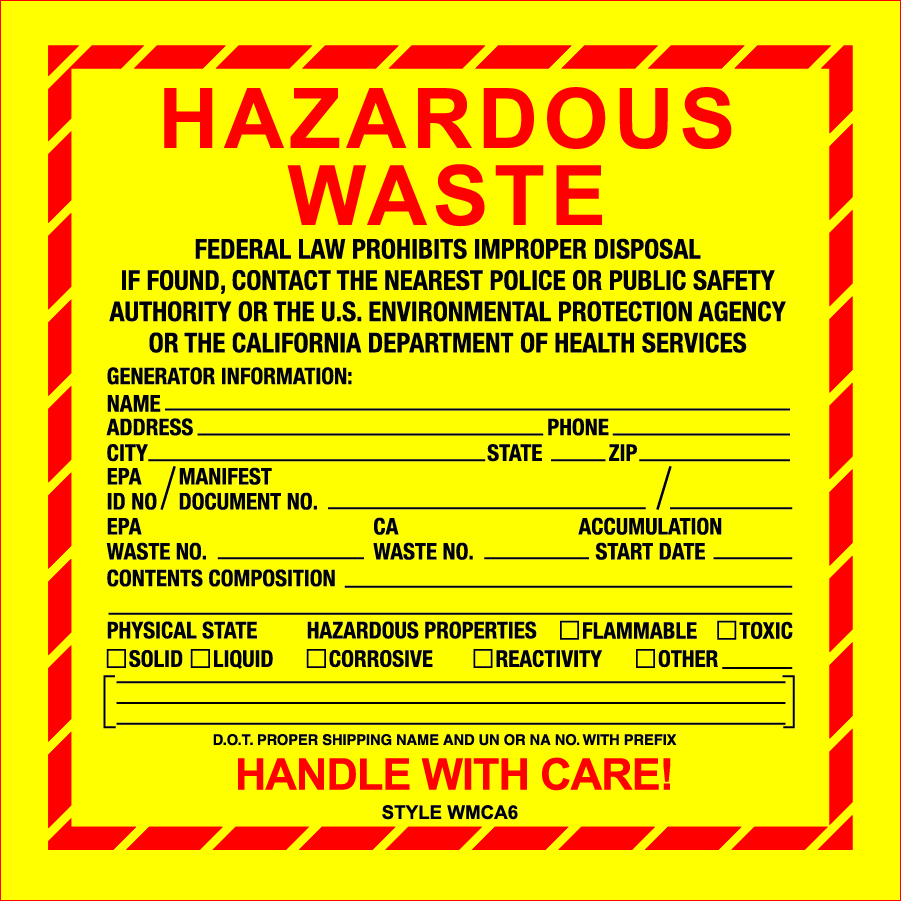 D-636 NFPA & Hazardous Waste Decal - HAZARDOUS WASTE CA... | Gasoline ...
