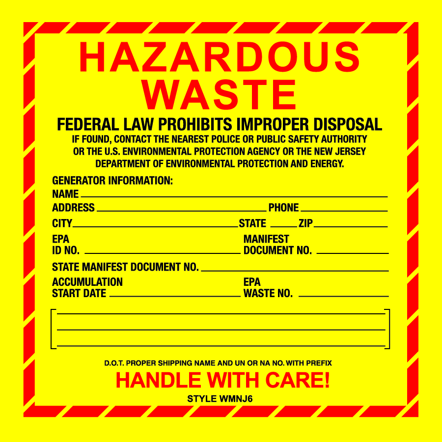 D-637 NFPA & Hazardous Waste Decal - HAZARDOUS WASTE NJ... | Gasoline ...