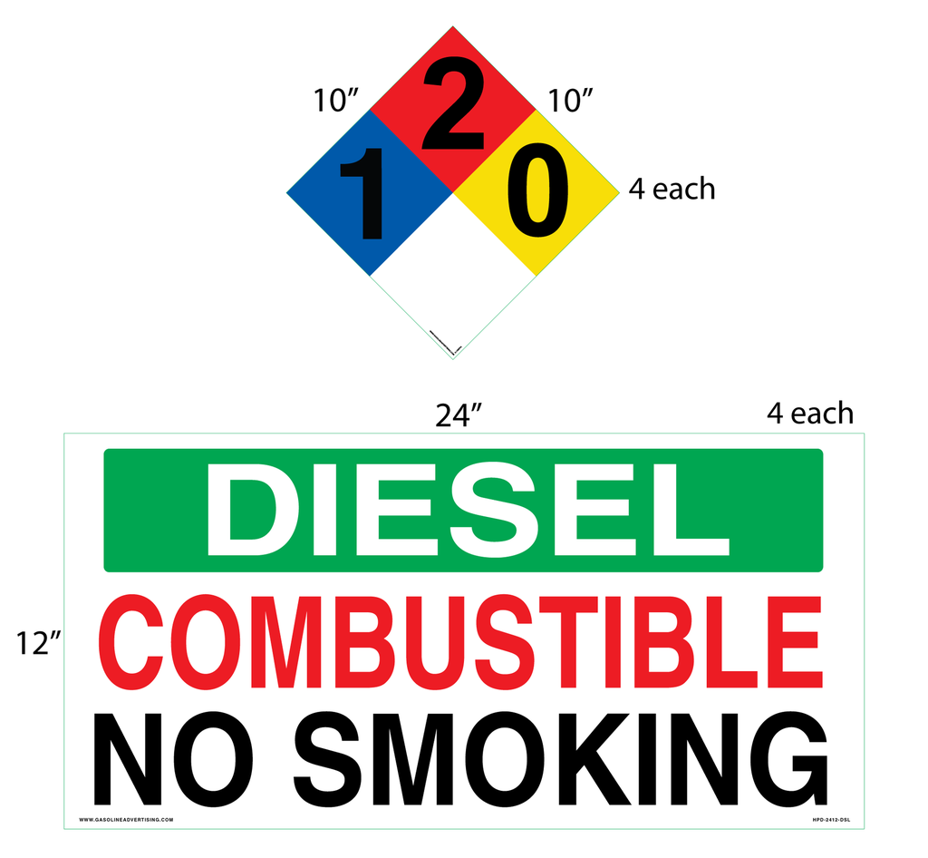 AST Diesel High Performance Graphic Set - 4 Each NFPA & Tank 3M Decal ...